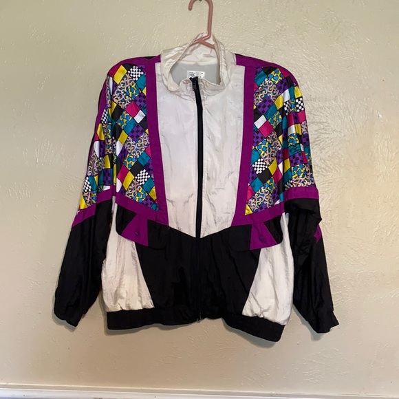 Bocoo | Jackets & Coats | Vintage 8s 90s Wind Suit Jacket Black White ...